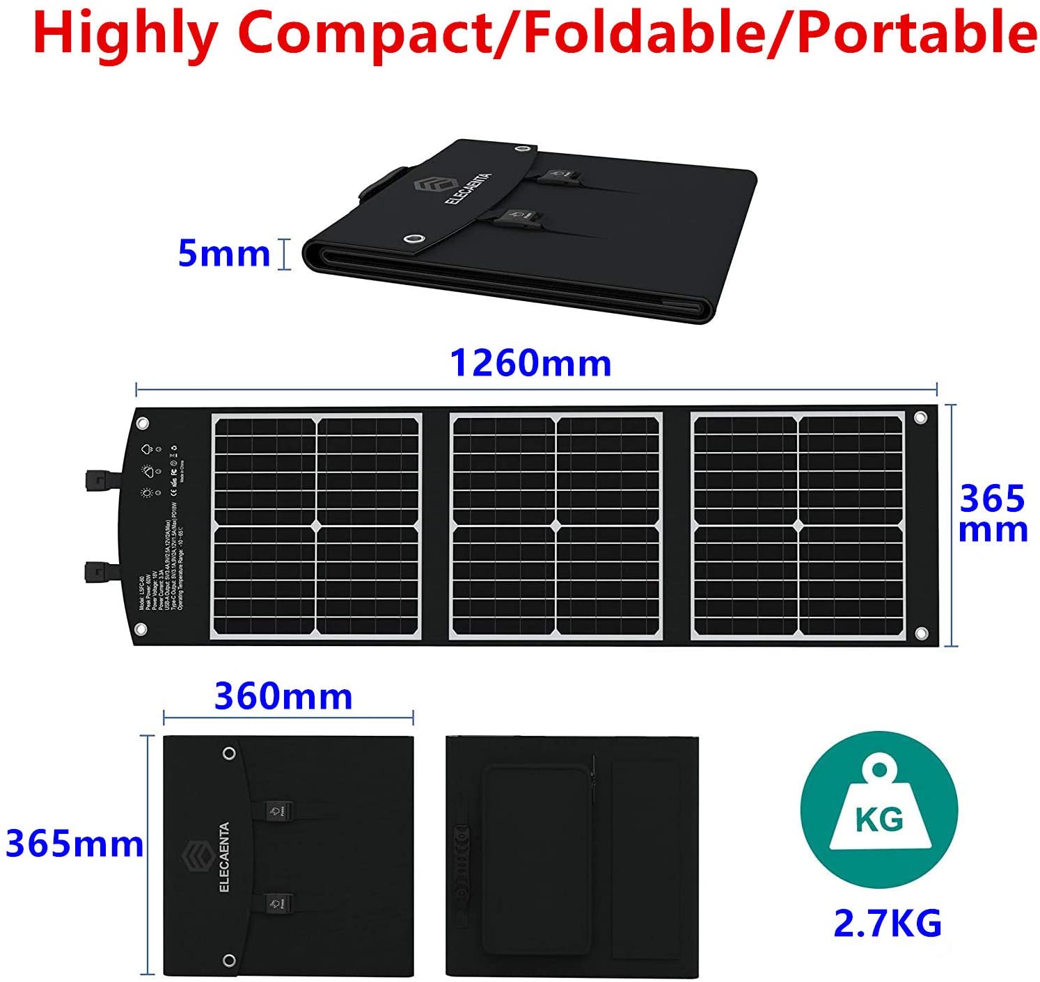 LSFC 60W Portable Solar Panel – ELECAENTA